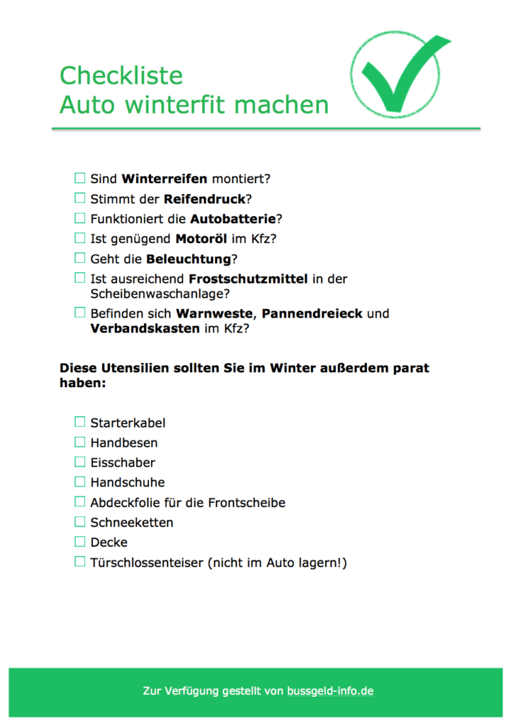 Auto winterfest machen – aktueller Bußgeldkatalog 2025